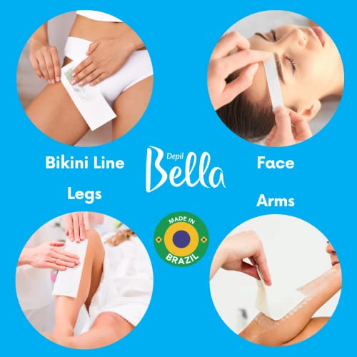 Depil Bella Non-Woven Cloth Waxing Strips | 100% Natural Fiber | For Hair Removal at Home and Professional Use (100 Strips)