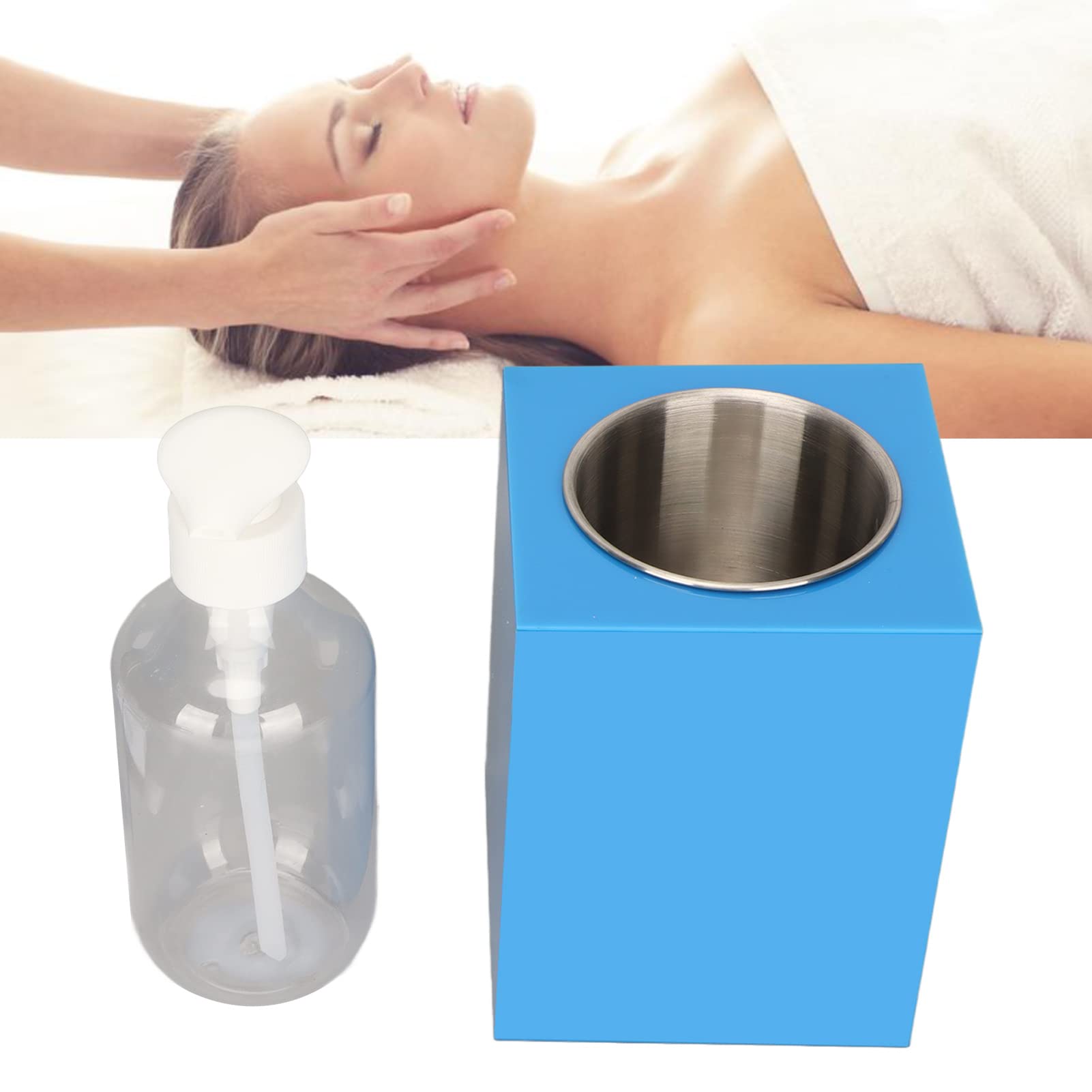 Massage Oil Warmer, Lotion Heater Bottle Constant Temperature, Quickly Heating Lube Cream Warmer Dispenser for Salon, Barbershop, Spa Lotion Warmer (Blue)