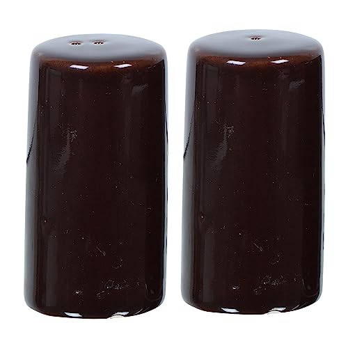 Salt & Pepper Shakers - Vintage Ceramic Salt & Pepper Shaker Set - Retro Farmhouse Home Decorative Jar Dispenser for Kitchen Brown (Set of 2)