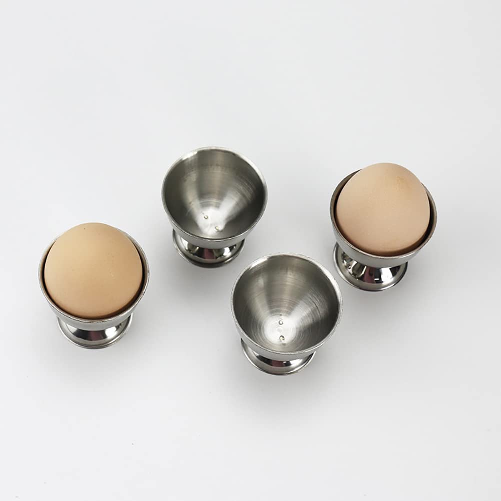 GSHLLO 2 Pcs Stainless Steel Egg Cups Egg Display Holders Kitchen Egg Stands Hard Boil Egg Holders Easter Soft Boiled Egg Tools