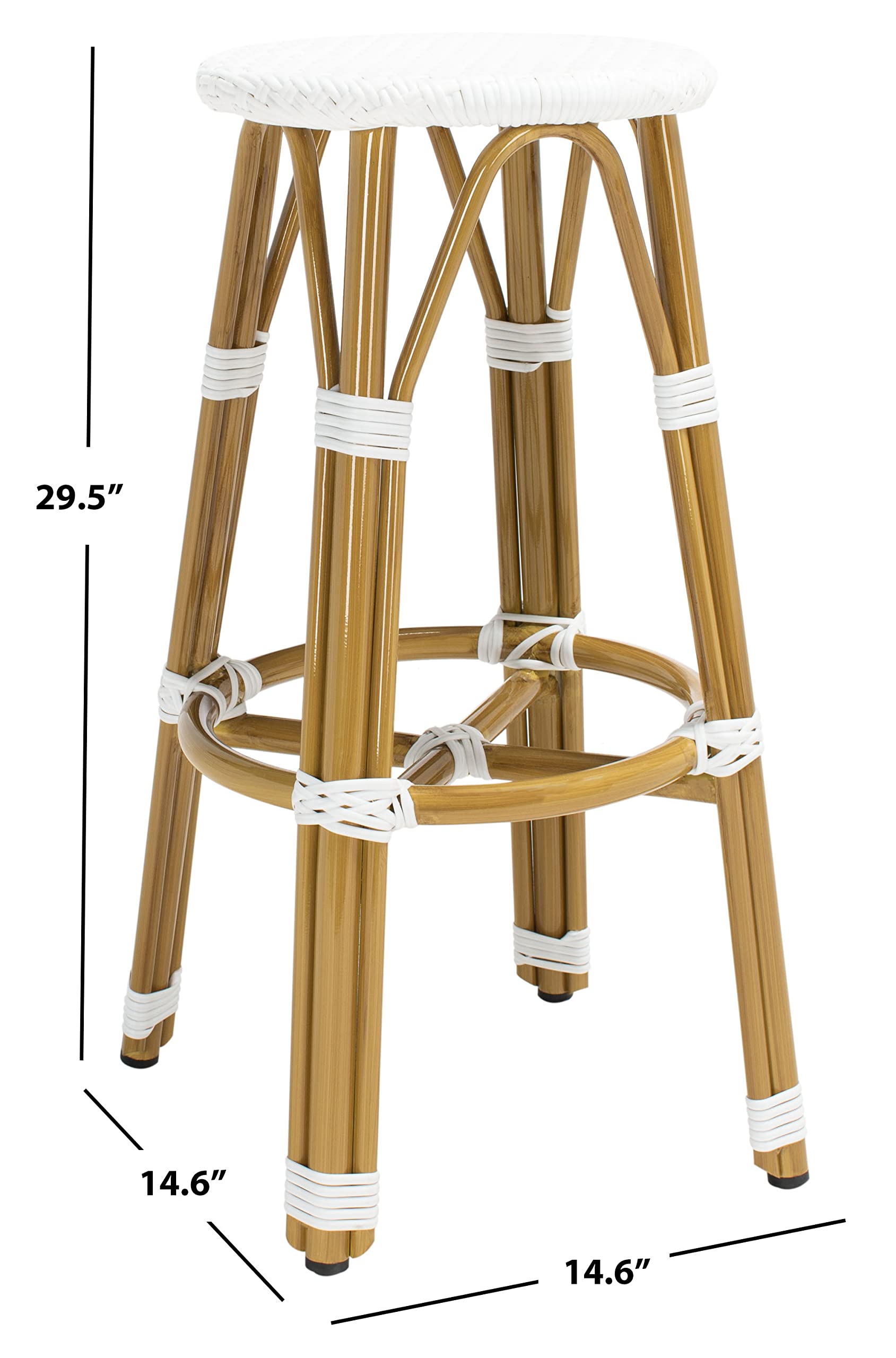 SAFAVIEH PAT4018C Outdoor Collection Kelsey White 30-inch Bar Stool