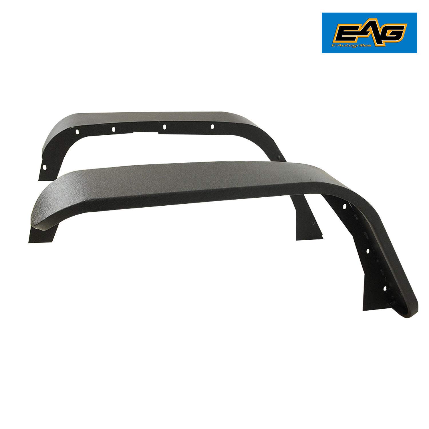 EAG Front + Rear Fender Flares Steel Flat Style 4PCS Fit for 07-18 Wrangler JK