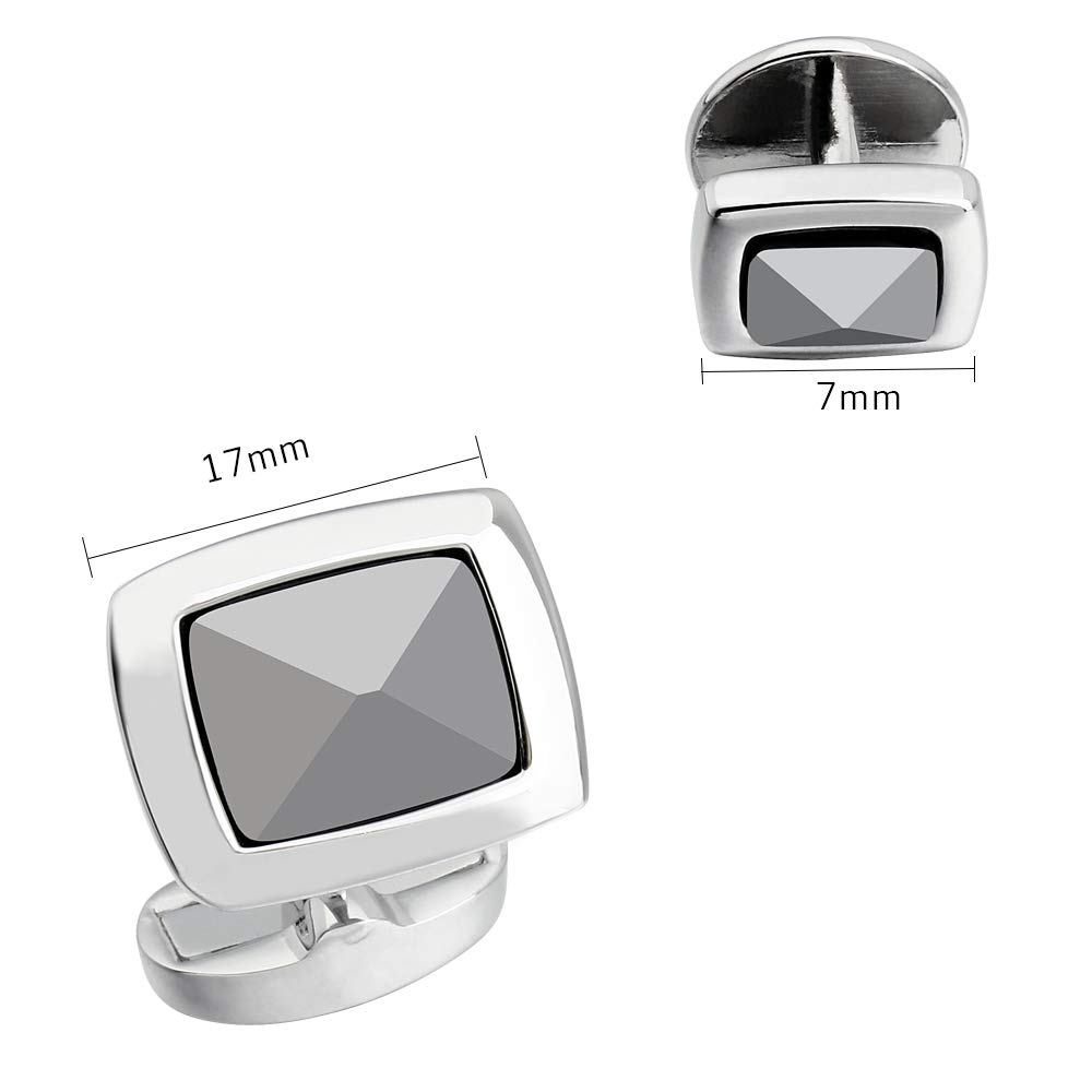 Cufflinks and Studs for Men-Fashion Mens Grey Stone Cufflinks and Tuxedo Shirt Studs Set for Regular Weeding Business Accessories