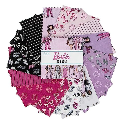 Riley Blake Collection of Barbie-Themed Merchandise, Including 5” Stackers, Rolies, Panels, and More… (Barbie Girl 5" Stacker)