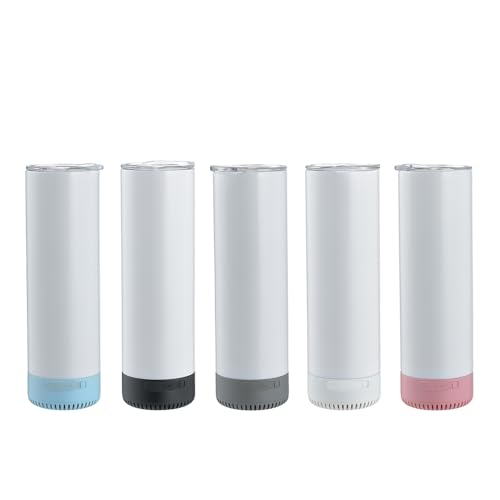 HAYINS 20 oz Bluetooth Sublimation Printed Speaker Tumbler Straight Skinny Double Wall With Lid (sublimation black)