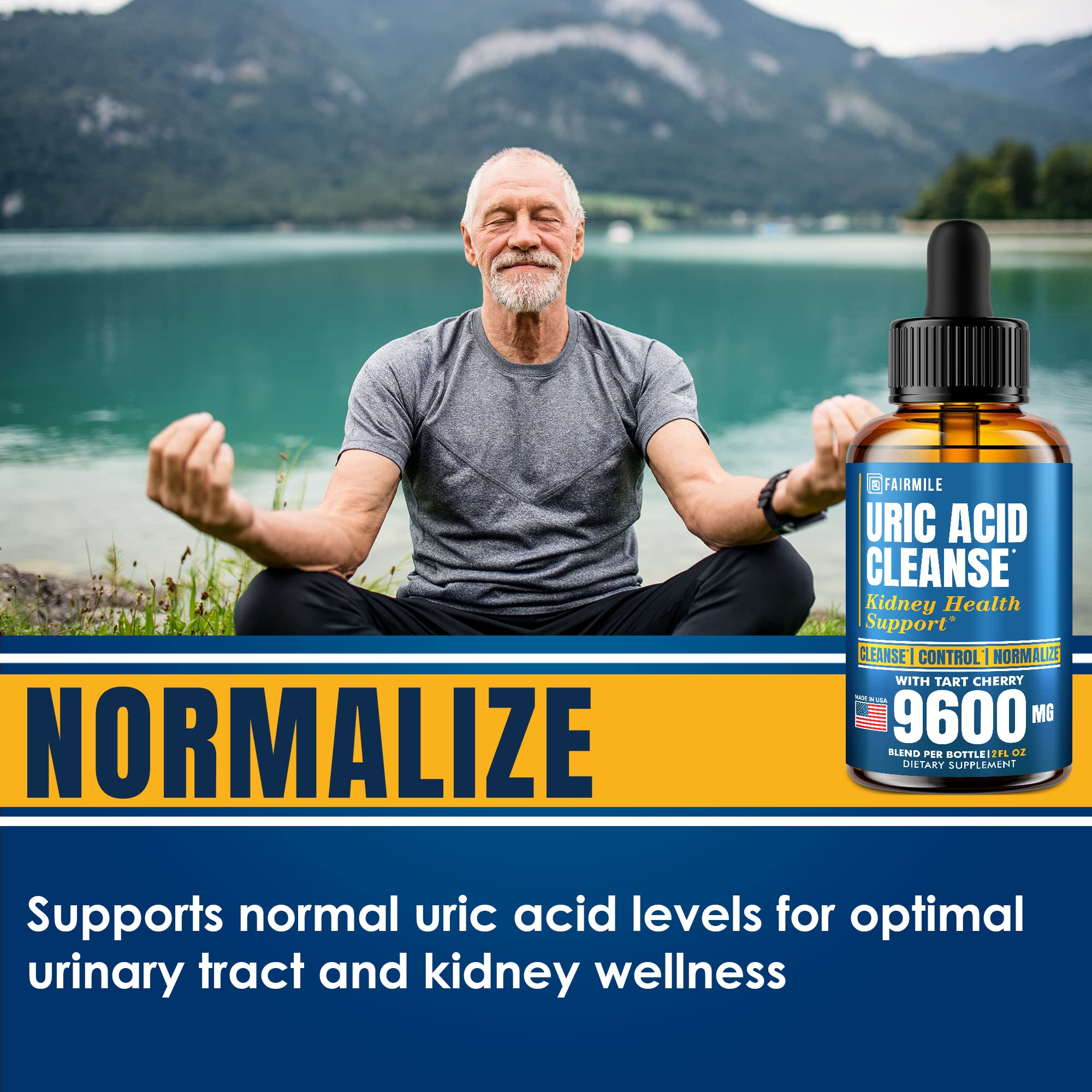 FAIRMILE Uric Acid Cleanse with Tart Cherry 9600mg - Made in USA - Joint Comfort & Detoxification - Liquid Uric Acid Support Formula for High BioAvailability