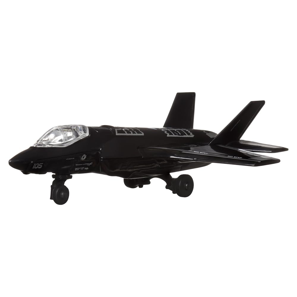 Matchbox Collectible Die-Cast Metal Sky Busters Inspired by Lockheed Martin F-35 Lightning Jet - HVM40 ~ Black and Silver Stealth Combat Fighter Jet Airplane ~ Includes Playmat