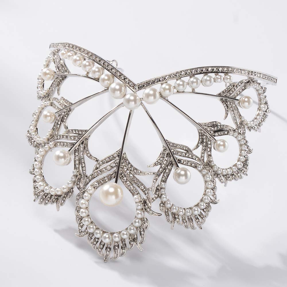 S SNUOY Prom Princess Crown Pearl Tiara Rhinestone Tiara Pageant Queen Crown Wedding Hair Jewelry