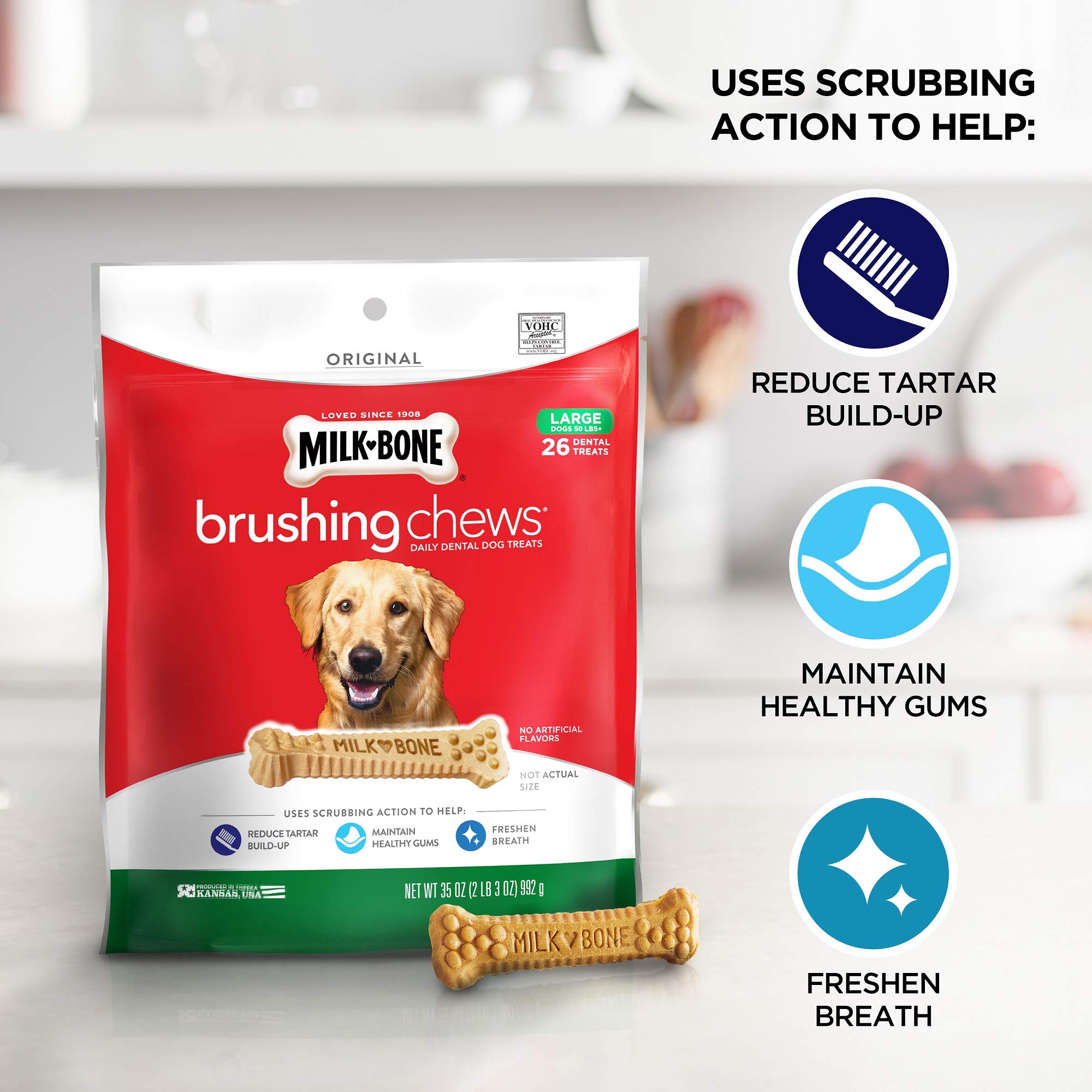 Milk-Bone Original Brushing Chews, 26 Large Daily Dental Dog Treats