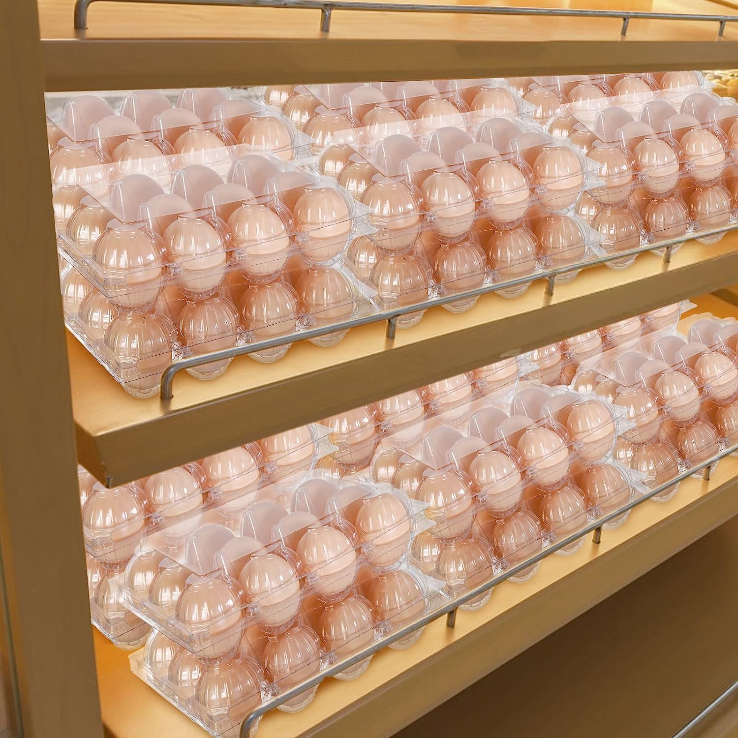 Youeon 60 Pack Plastic Egg Cartons 12 Count, Clear Egg Cartons for Chicken Eggs 3x4 Grid, Reusable Egg Cartons Bulk Perfect for Family, Farm, Markets, Display, Camping -Medium
