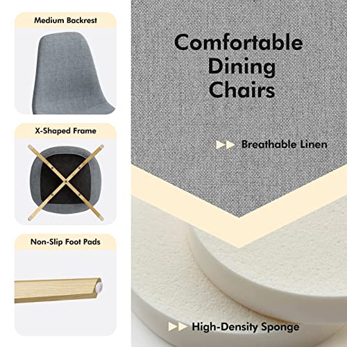Tangkula 5 Pieces Dining Room Table Set, Modern Table & Chair Set for 5, 4 Grey Fabric Dining Chairs with Glass Dining Table for Small Living Room, Kitchen