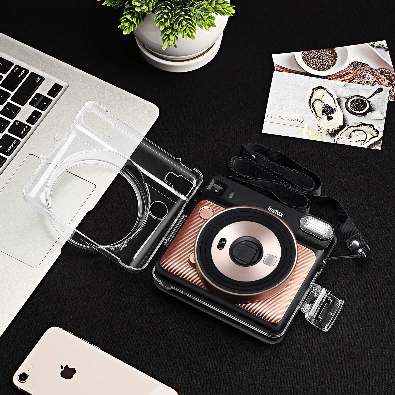 Fintie Protective Clear Case for Fujifilm Instax Square SQ6 Instant Film Camera - Crystal Hard Cover with Removable Shoulder Strap