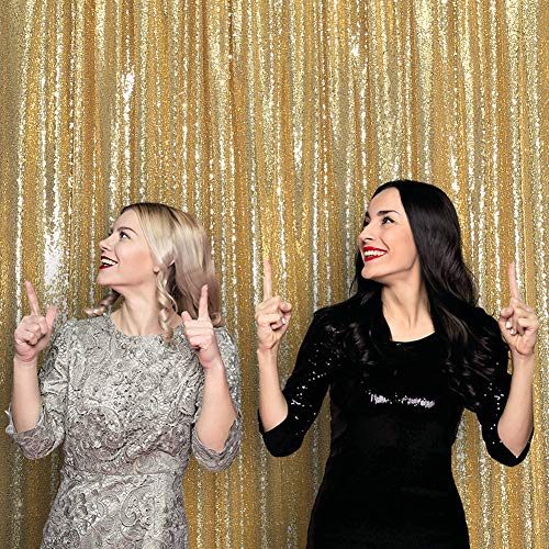 SquarePie Sequin Backdrop Not See Through Thick Stain Background for Photography Glitter Curtain Party 6FT x 8FT Gold
