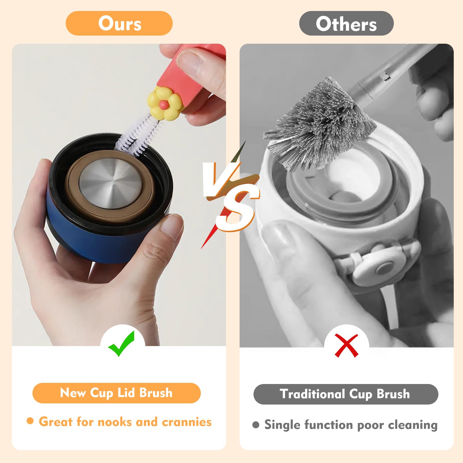 NONENDU 3 in 1 Cup Lid Cleaning Brush, Portable Cup Cleaner Brush, 2024 New Water Bottle Cleaner Brush, 3 in 1 Multifunctional Cleaning Brush for Home Kitchen Cleaning Tools(3PCS)