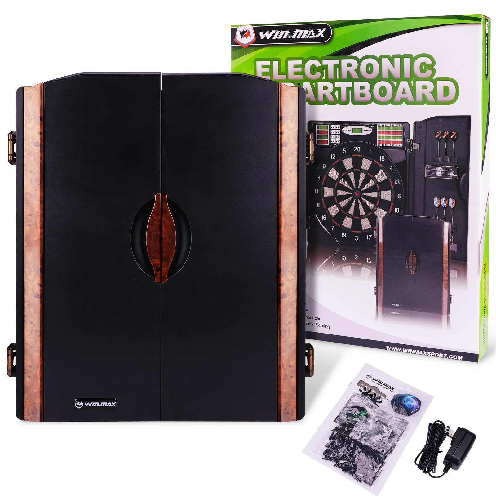 Electronic Dart Board LED Electric Digital Dart Boards for Adults with Cabinet with 12 Soft Tip Dartboard Set