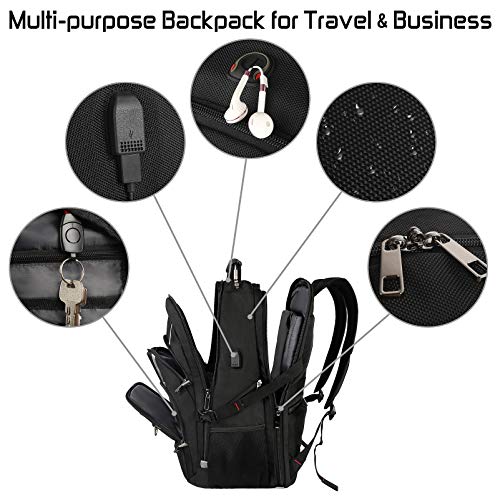 Mogplof 17 inch Laptop Backpack, Large Travel Backpack with USB Charge Port, Water Resistant Travel Backpack Airline Approved for on Bisuness, College Bookbag Durable, TSA Friendly Backpack Luggage