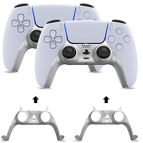 NexiGo PS5 Controller Skin, Custom DIY Faceplate Replacement Shell Decoration Accessories, Grip Decorative Strip for Sony Playstation 5 DualSense Controller, 2 Pack (Sliver & Sliver)
