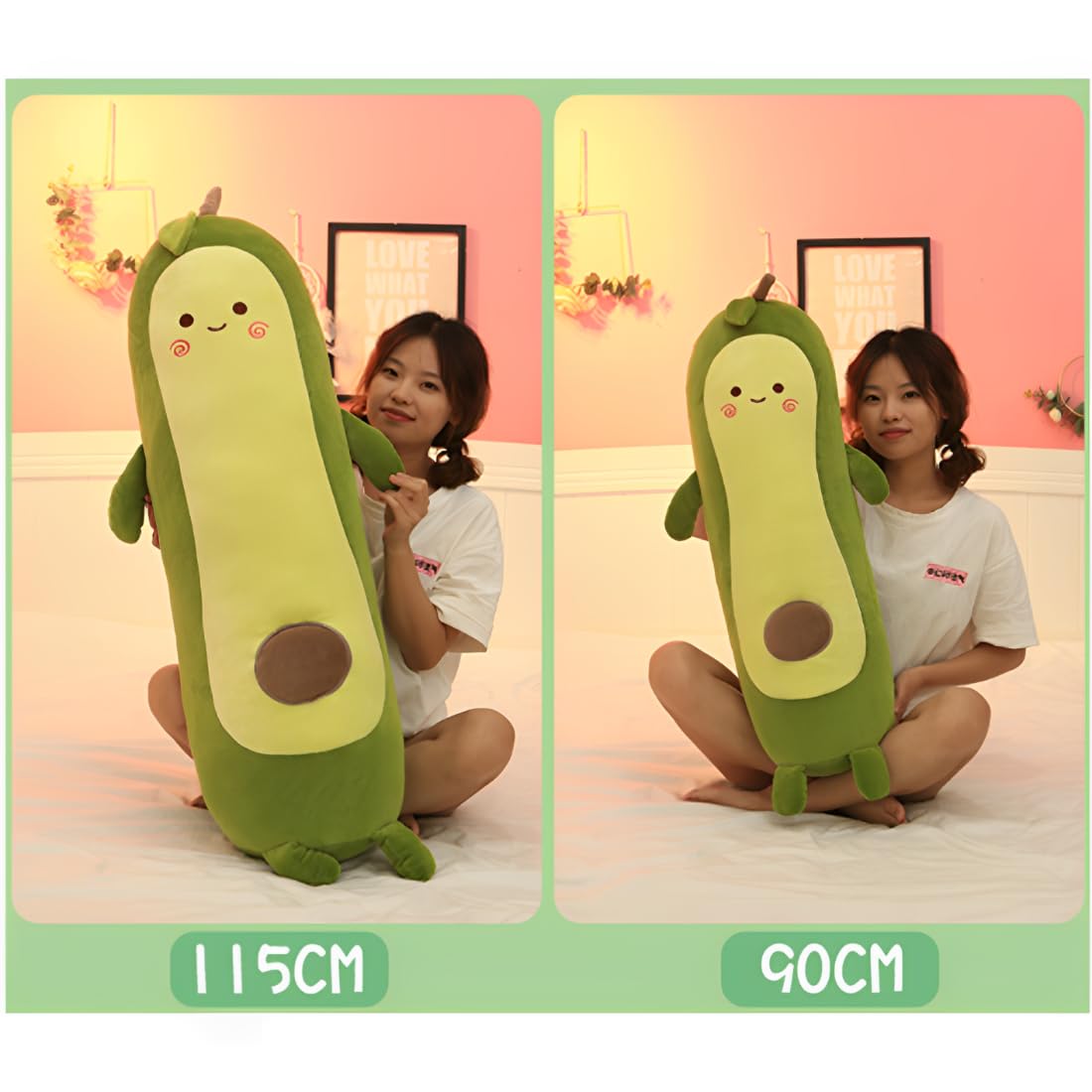 OPHRBU Cute Avocado Stuffed Plush Soft Hugging Pillow Toy,Plush Toy Doll Sleeping Pillow Doll Doll for Ideal Gift for Birthday, Valentine's Day, Christmas (27.5")