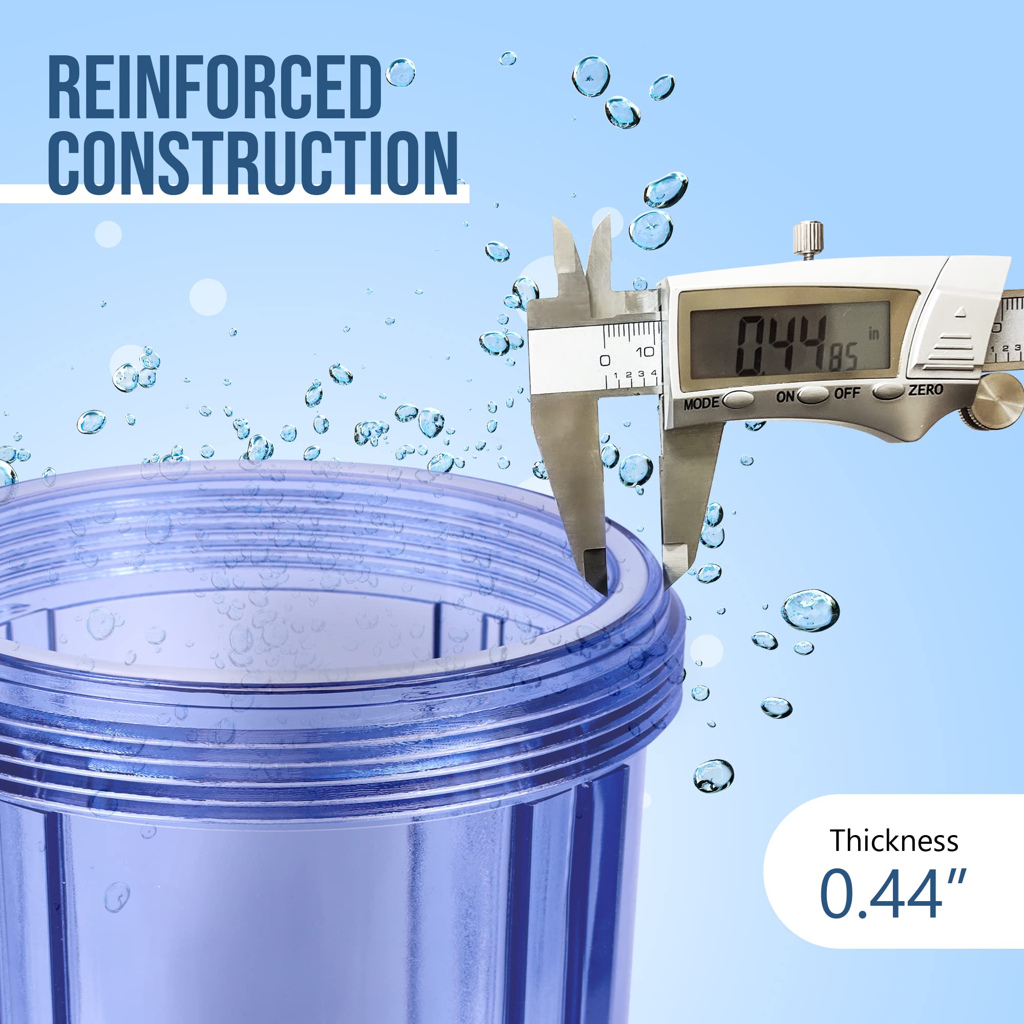 High Capacity 20 x 4.5-Inches Transparent Whole House Water Filter Purifier System with Presser Relief Button, 1β Inlet/Outlet Brass Port & Yearly Supply (4) Polypropylene Sediment Cartridges 5 Micron