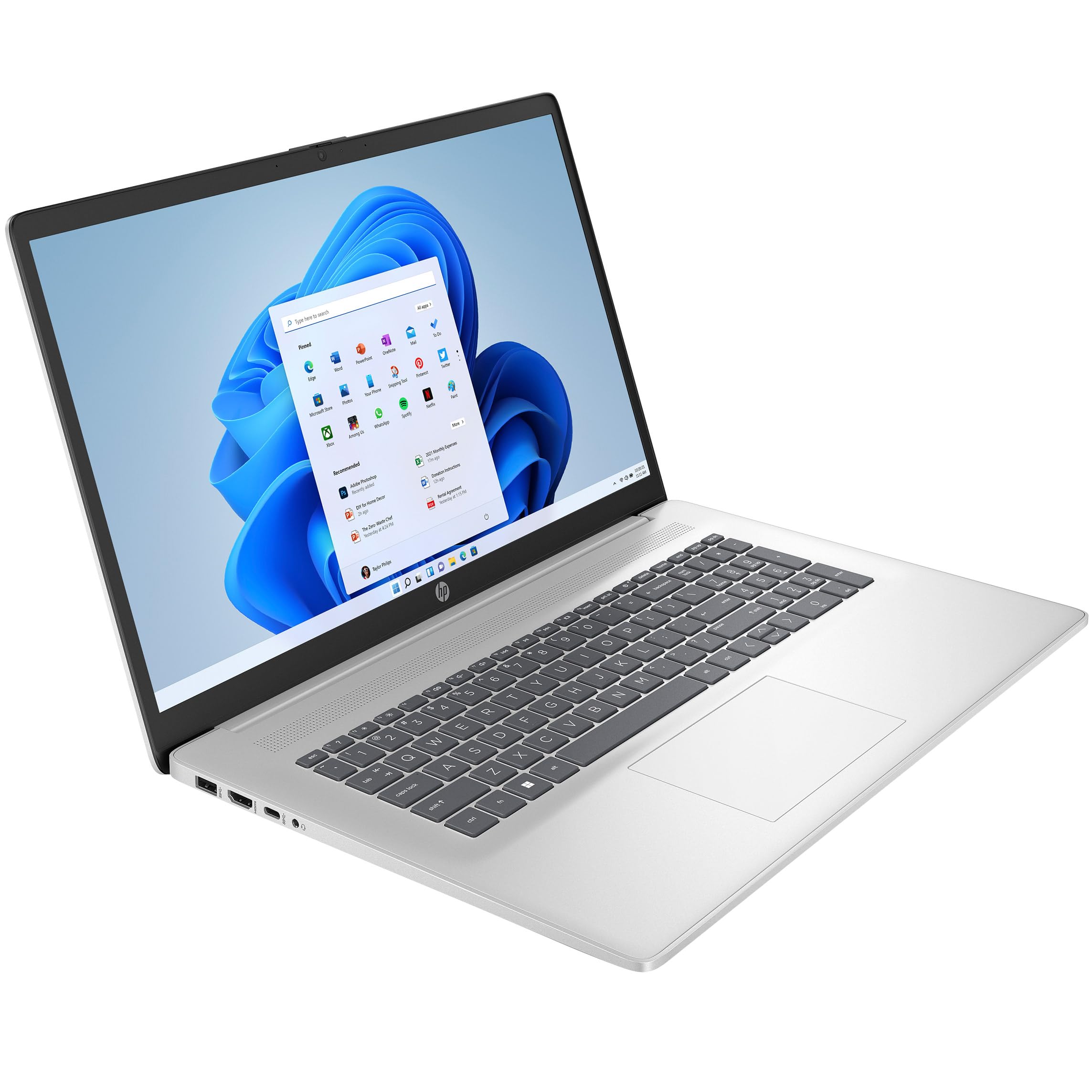 HP 17 17.3" FHD Laptop Computer, 13th Gen Intel 10-Core i5-1335U up to 4.6GHz (Beat i7-1270P), 4GB DDR4 RAM, 128GB PCIe SSD, WiFi 6, Bluetooth 5.3, Silver, Windows 11 Pro, SSROTH Cable
