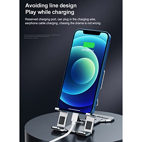 QiBok Aluminum Alloy Foldable Phone Stand, Portable Cell Phone Stand for Desk and Adjustable Height, Cell Phone Holder Cradle Dock Compatible Most of Phone