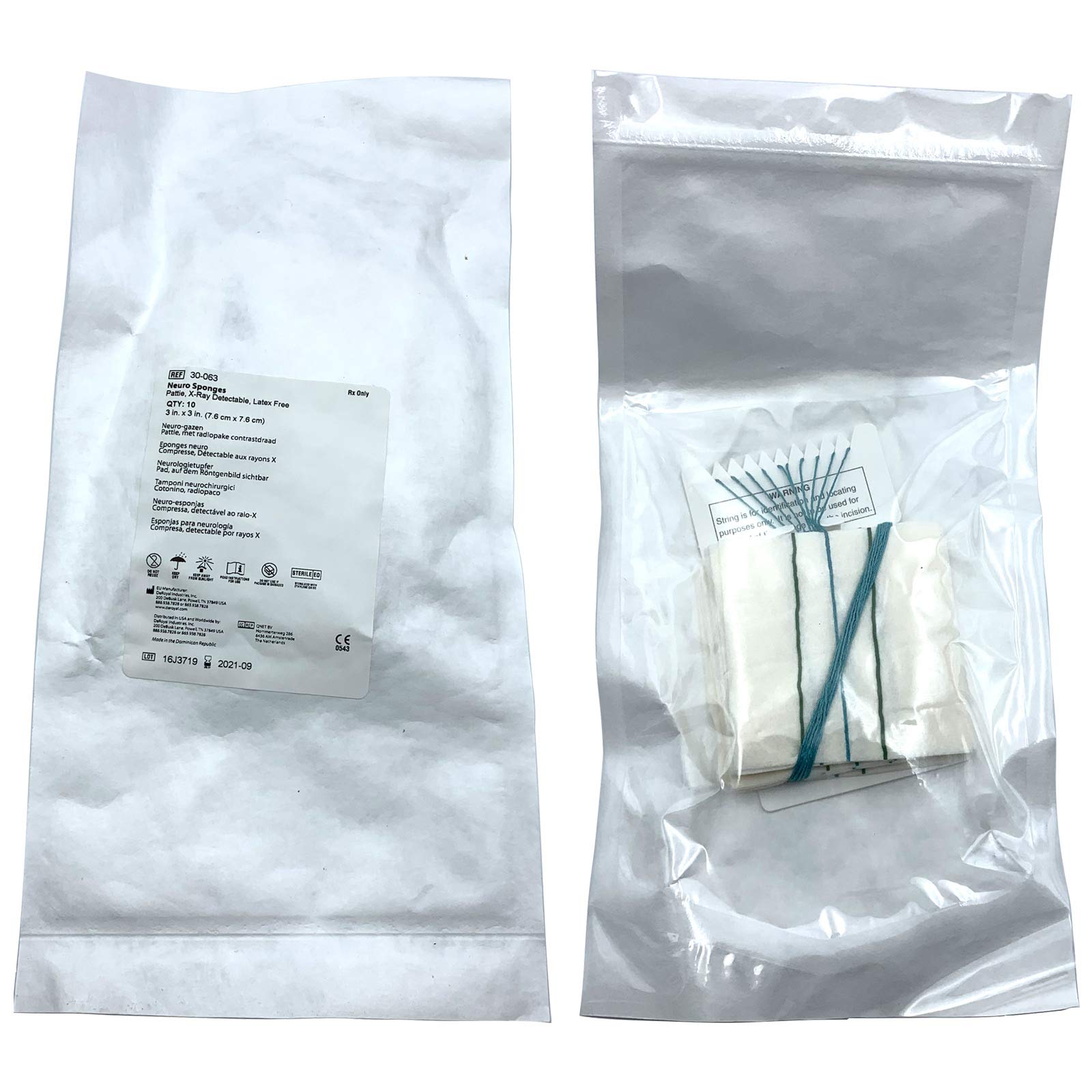 DeRoyal Neuro Sponges 3'' x 3'' (7.6 cm x 7.6 cm) 1 Pack, 10 Patties