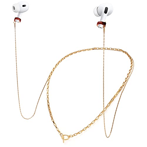 JOJOPANDA Anti-Lost Airpod Necklace Airpods Pro 2/1 Holder Chain Compatible Airpods 3/2/1 Strap Lanyard Cord (Gold Box Chain)