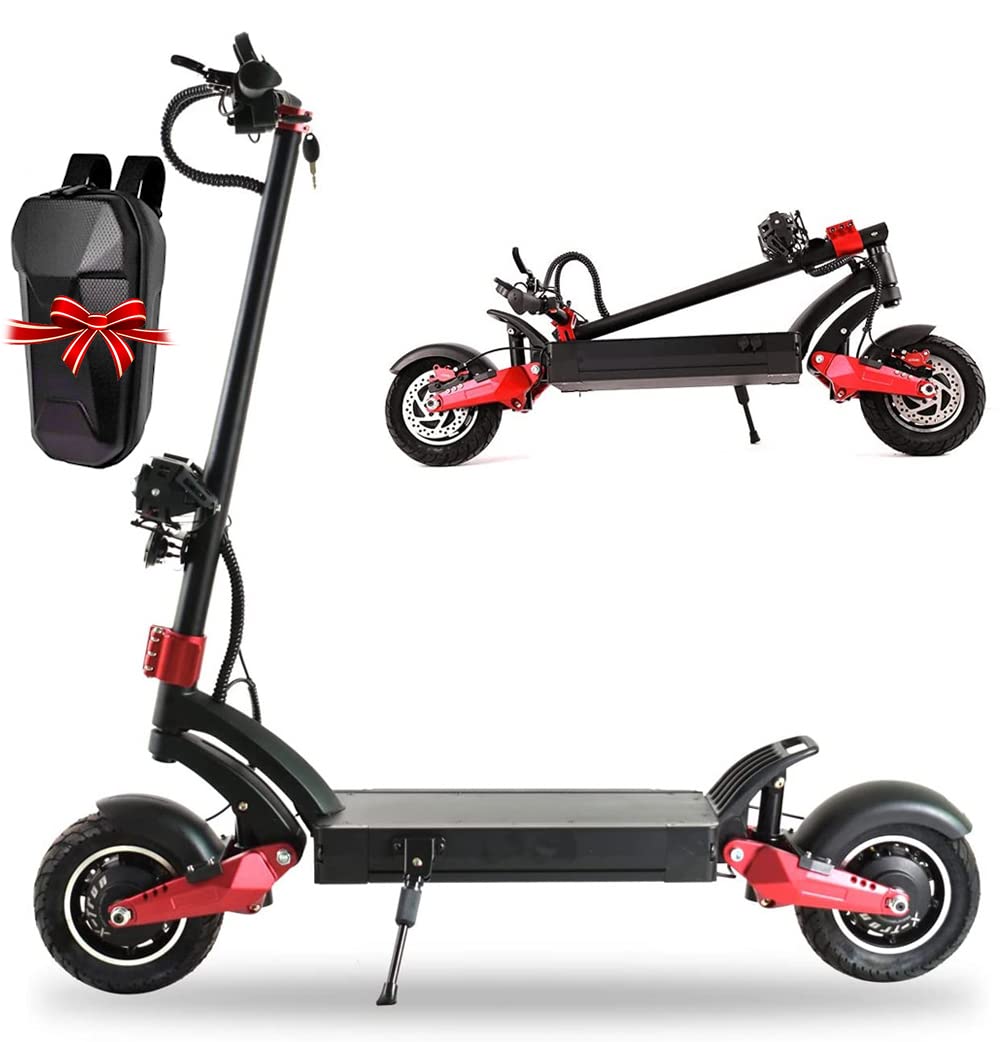 Electric Scooter for Adults-3200W Dual Motor, 45 MPH 56Miles Range 60V21Ah Battery, Dual Braking System & Dual Headlight,10" Pneumatic Tires Offroad Fast Scooter