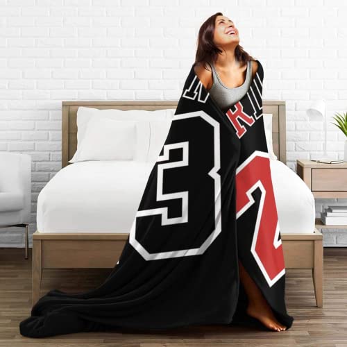 Jordan 23 Basketball Flannel Abstract Throw Blanket, Super Soft Fleece Decorative Blankets, Warm, Cozy, Plush, Fuzzy Microfiber Blanket for Couch Bed Sofa, Black