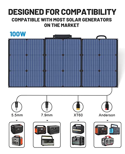 Innopower S100 2 in 1 Solar Panel Table, 100W Portable for Power Station with 20-70°Adjustable Kickstand, 15KG Bearing Foldable Splicable Table Camping RVs or Backyard Use