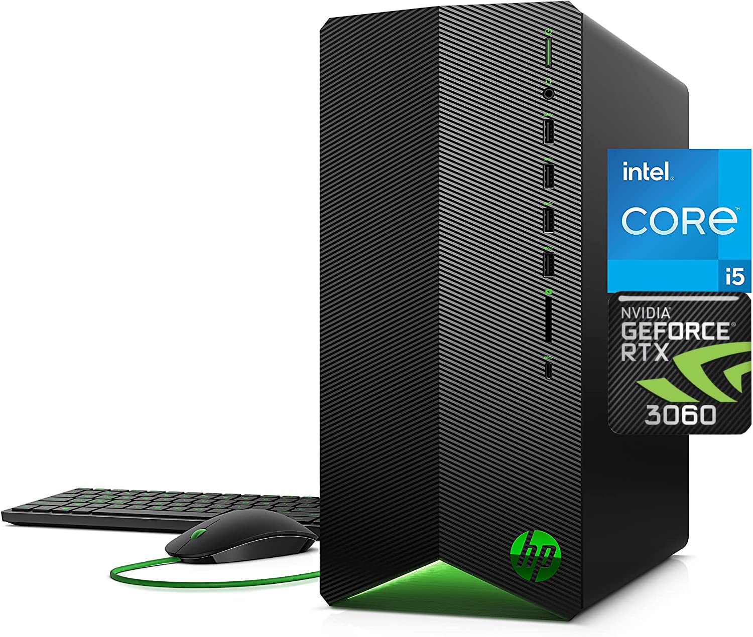 HP Pavilion Gaming Desktop, Intel Core i5-10400F, Nvidia GeForce RTX 3060, 16GB RAM, 512GB SSD, Wired Mouse and Keyboard, Windows 11 Home, Bundle with JAWFOAL