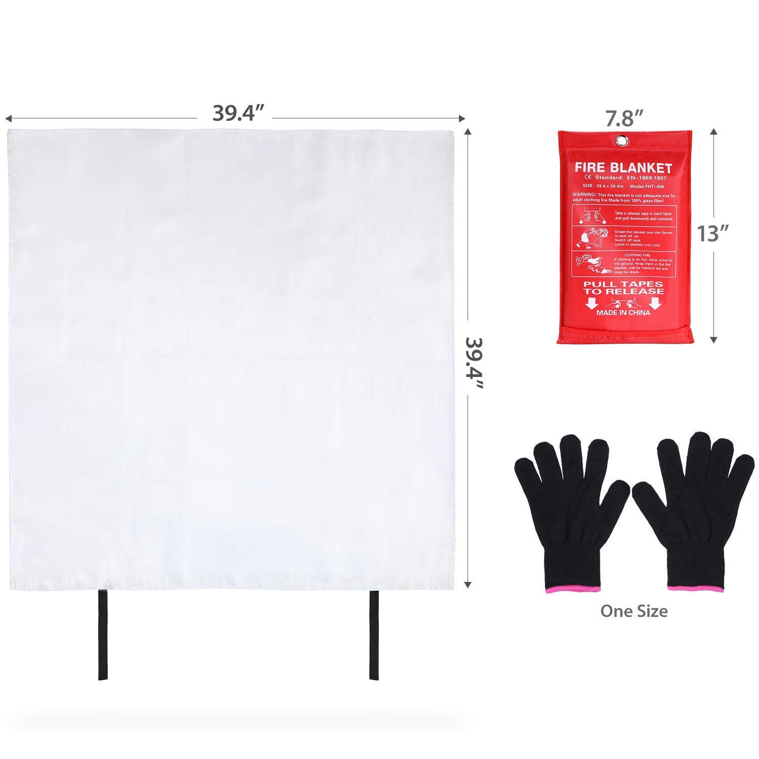 Fire Blanket for Home, Sportneer 2 Pack Emergency Fire Blanket Kitchen Camping Fireproof Fire Resistant Blankets Fire Protection Retardant Survival Safety Suppression for Camping Kitchen 39.3''x39.3''