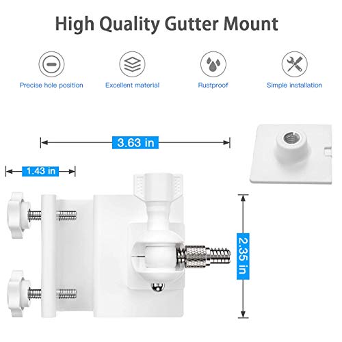 HOLACA Weatherproof Gutter Mount for Ring Solar Panel- Wall Mount Bracket Outdoor Mount Accessories for Ring Solar Panel (White)