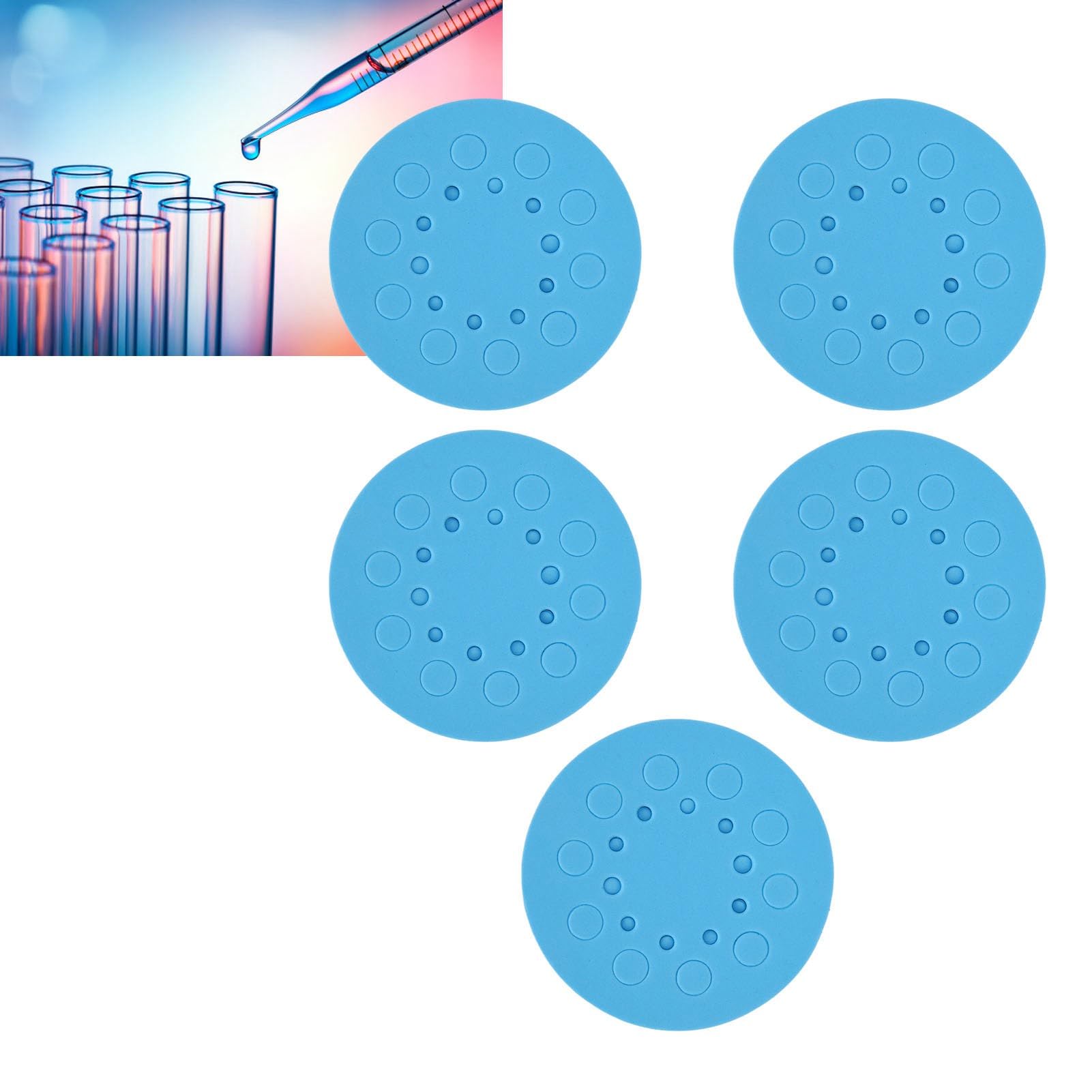 Round Foam Test Tube Rack Floating Centrifuge Tube Holder Water Bath School Laboratory (Blue 20 Holes)
