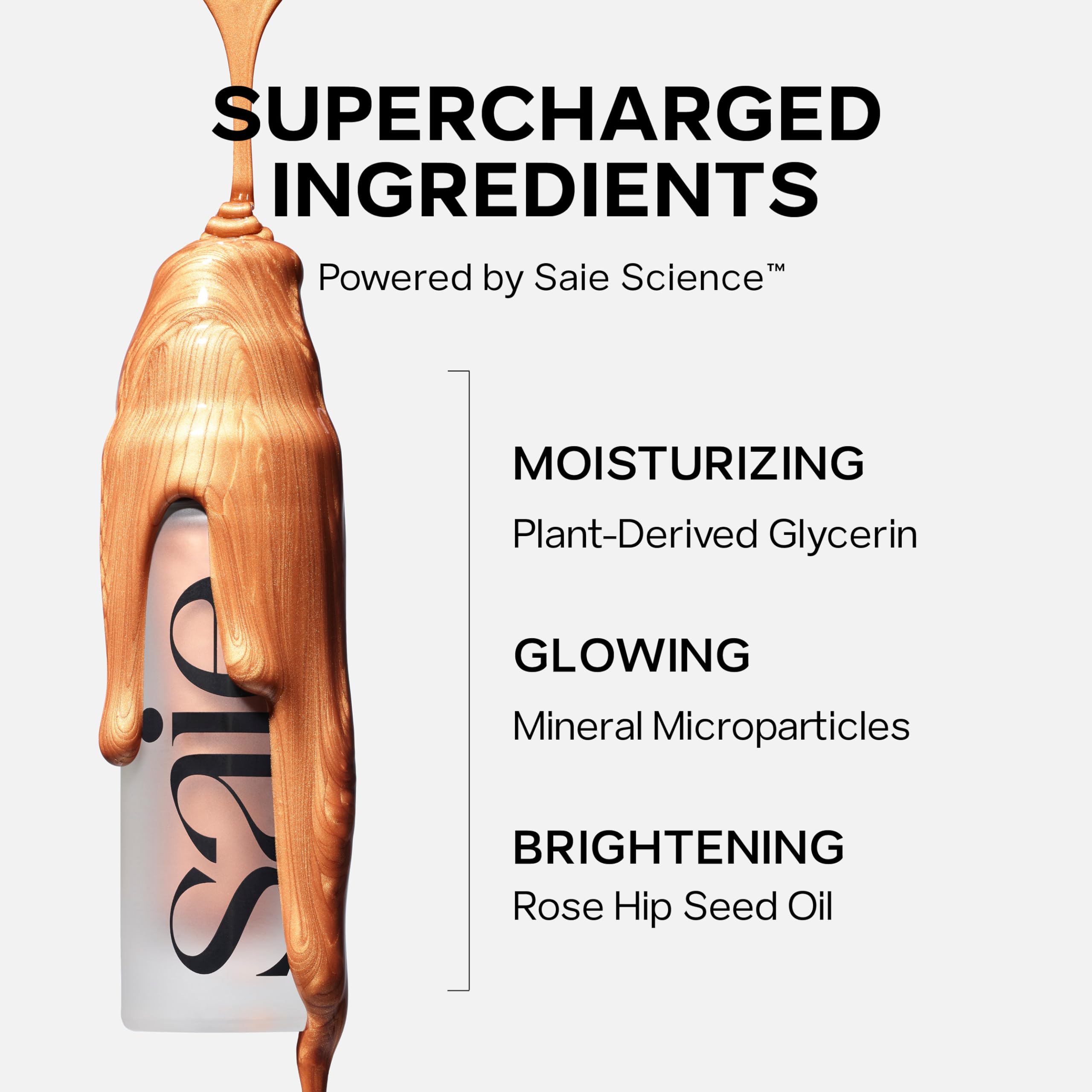 Saie Mini Glowy Super Gel Lightweight Illuminator - Luminizer + Makeup Primer for Glowing Skin - Enriched with Vitamin C + Hydrating Squalane Oil - Travel Size Holiday Gifts - Starglow (0.5 oz)