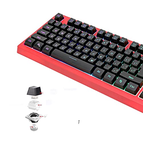 MAXBA Big Keyboard Professional Ultra-Slim Wired Keyboard for Desktop Laptop PC 87-Key Mechanical Feel RGB Backlight Wired Gaming Keyboard