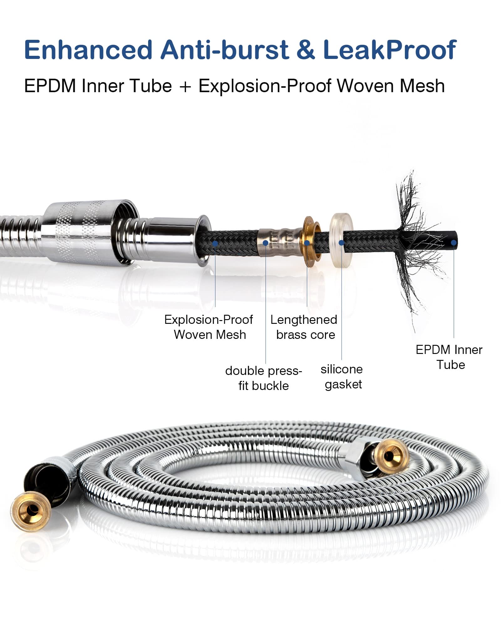 High pressure shower head kit with 3 filters, shower hose, Shower Head Holder