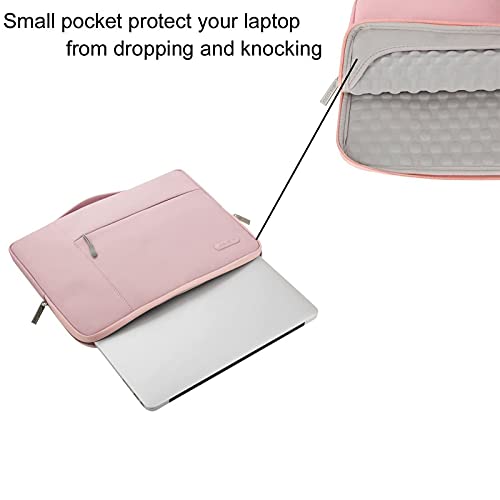 MOSISO Laptop Sleeve Compatible with MacBook Air 13 inch M2 M1 2023-2018/Pro 13 inch 2023-2016, Polyester Multifunctional Briefcase Bag, Pink
