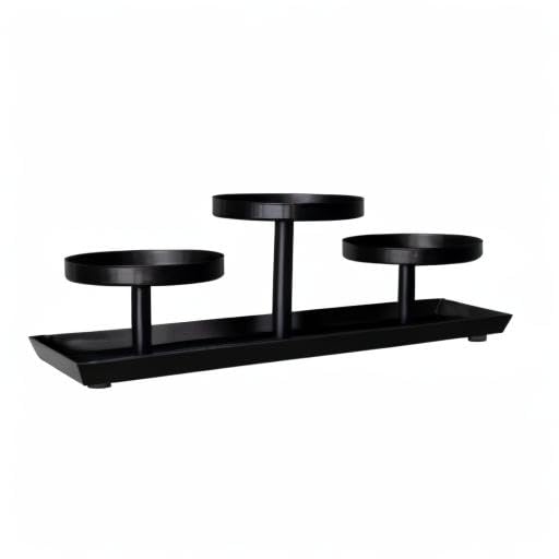 Stratton Home Decor Candle Candelabra Centerpiece | Small Black Pillar Candle Stand with a Matte Finish | Rustic Metal Pillar Candle Holder Decor for Tabletops and Counters | 11"x3.5"x3.5"