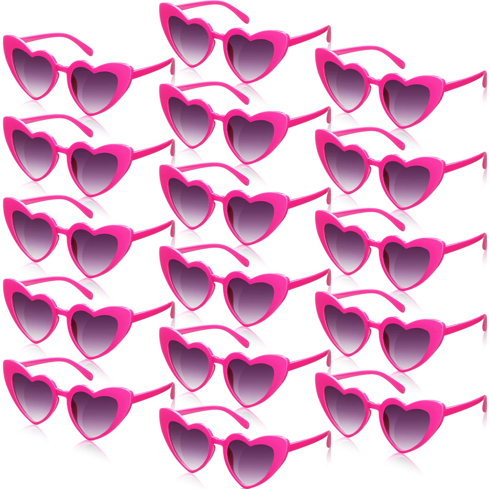 Flutesan 16 Pairs Heart Shaped Sunglasses Retro Cat Eye Shaped Sunglasses Heart Clout Glasses for Women(Gray, Black, White)