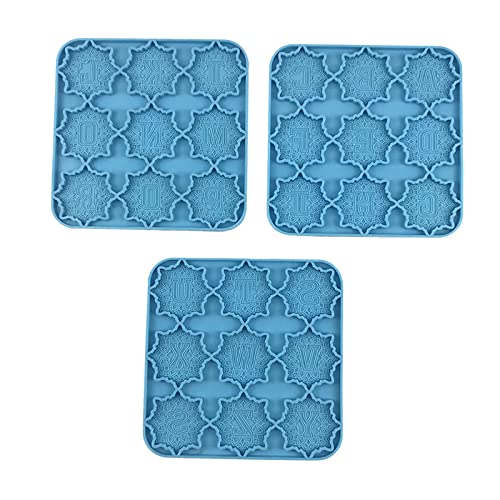 Letters Molds Resin 26 Molds Keychain Alphabet Molds Silicone for Resin Molds Home DIY Rolling Tray Cover (Blue, One Size)