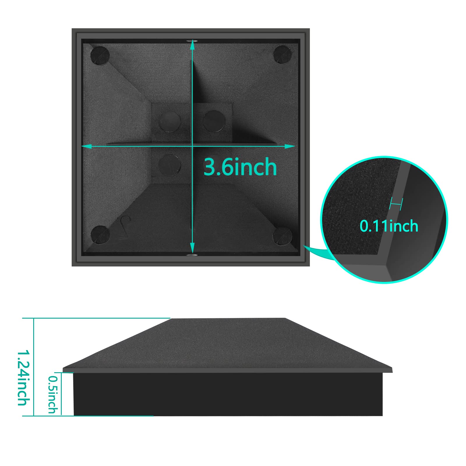 Eapele 4X4(3.5in x 3.5in) Wood Fence Post Caps, PP Plastic Water-Proof UV-Proof, Keep Post from Cracking and Rotting (24pcs, Black)