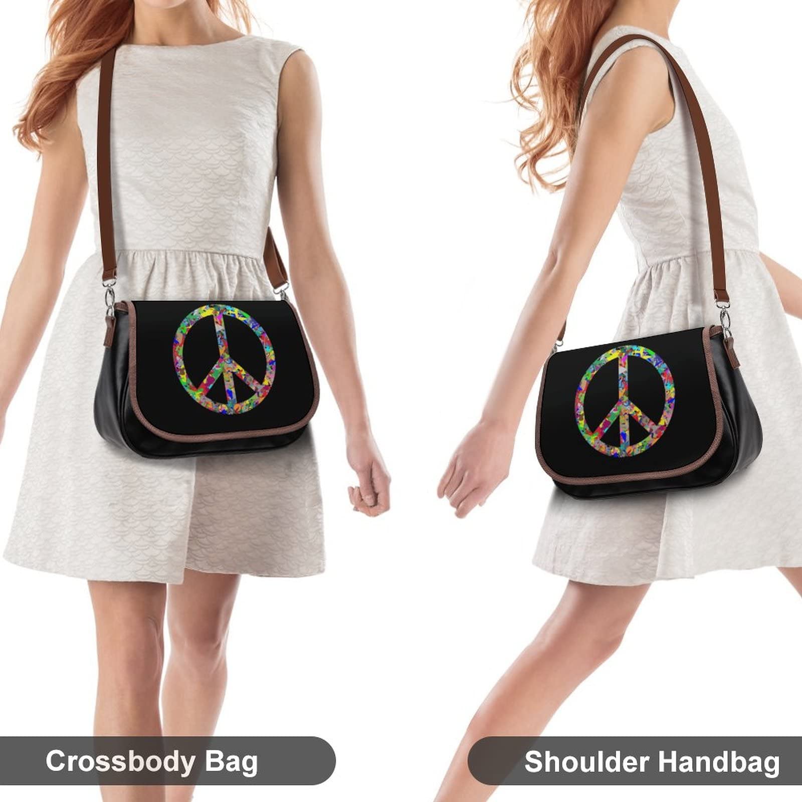 FunnyStar Peace Sign Women's PU Leather Purses Soft Crossbody Bag Shoulder Handbags
