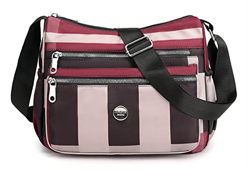 HANDAFA Plaid Shoulder Handbag With Adjustable Strap Large Capacity Hipster Crossbody Purse For Women(Red)