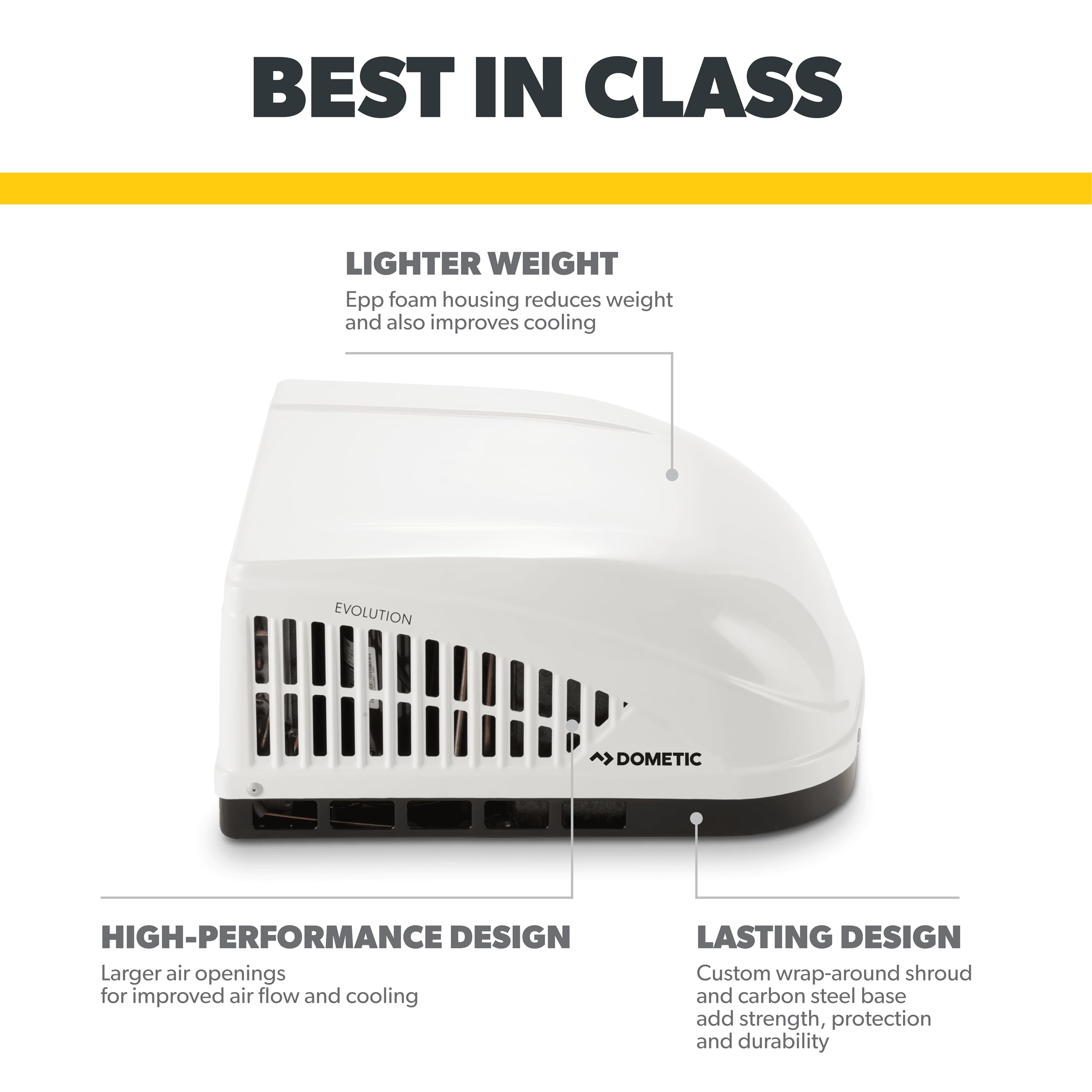 Dometic Brisk II | 13.5K BTU Air Conditioner | White | Standard Height | 9105304463 | Ducted or Non- Ducted | Quiet AC | Easy Install | Ideal For Campers, Vans, RV or Trailers | Lightweight