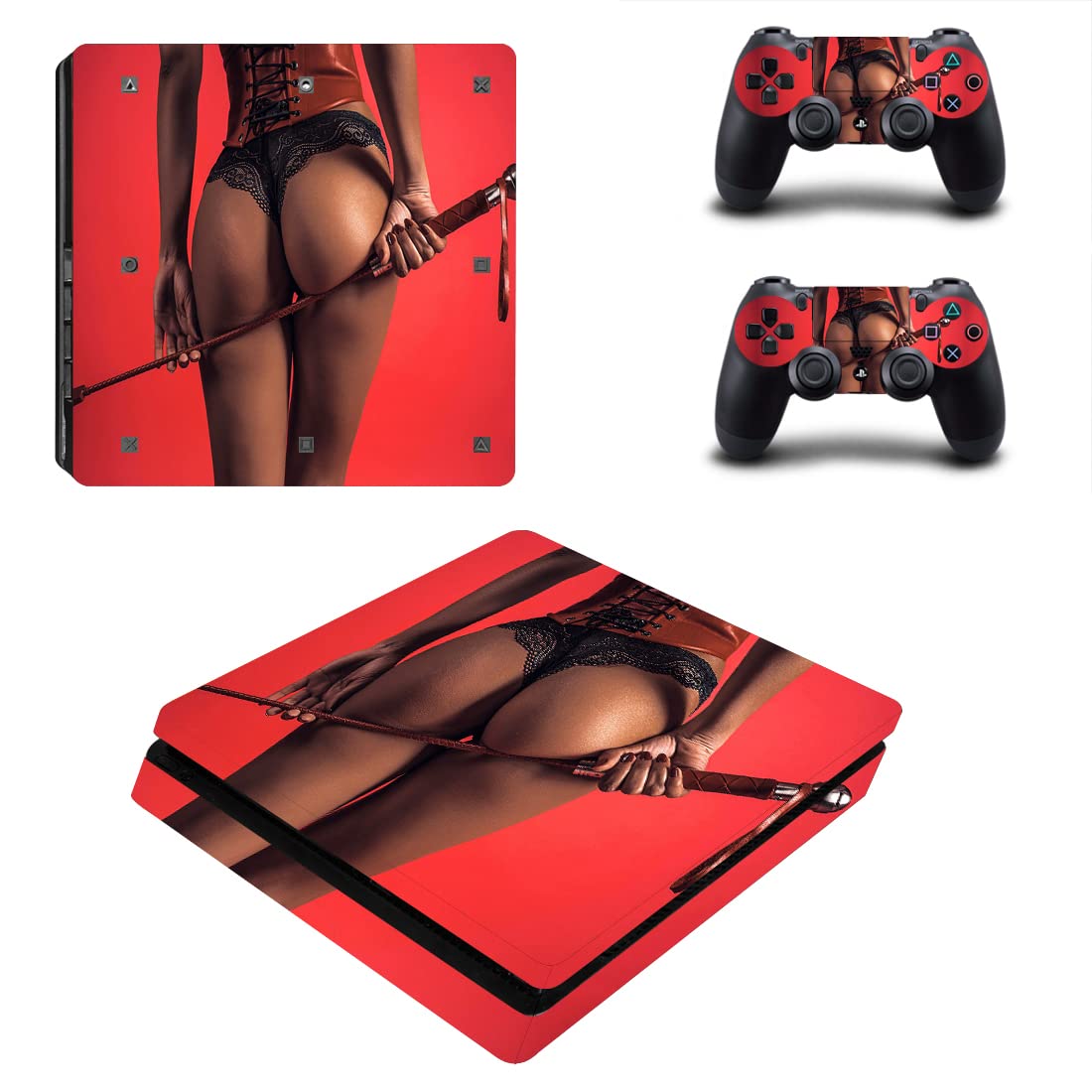 Decal Moments PS4 Slim Skins PS4 Controller Skins Playstation 4 Slim Vinyl Sticker Wrap Decal for Playstation Controller Hot SM Girl, Multicolor