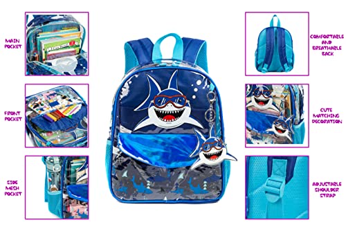 MOHCO Toddler Clear Backpack 13 inch Preschool Backpack Kindergarten Bookbag with Lunch Bag and Pencil Case for Boys and Girls