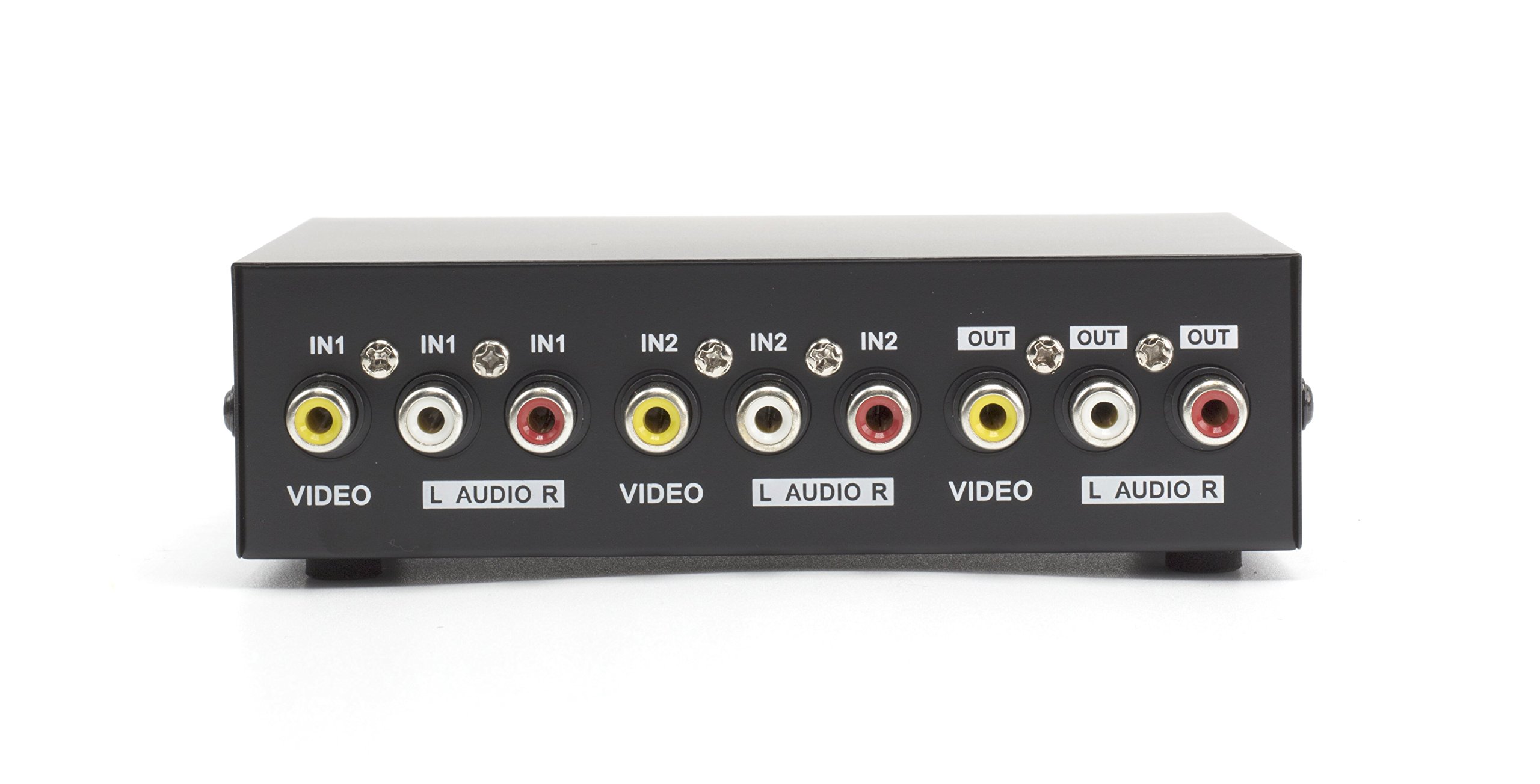 THE CIMPLE CO 2 Way AV Switch - 2 Input 1 Output RCA Selector Switch for Composite Audio and Video - Switcher Box - Includes RCA Composite Cable (Black)