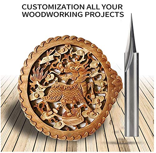 Jiiolioa V21201 20 Degree Profile Bit V Groove Engraving Router Bit 1/4" Shank 1/4"X2"