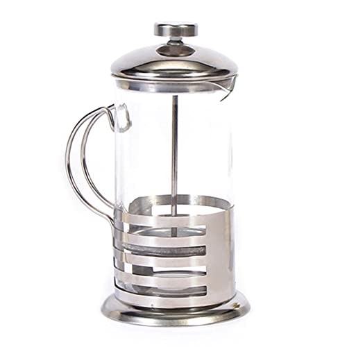 MBNVBNM Coffee Pots Manual Coffee Espresso Maker Pot French Coffee Tea Percolator Filter Stainless Steel Glass Teapot Cafetiere Press Plunger 350Ml, Silver